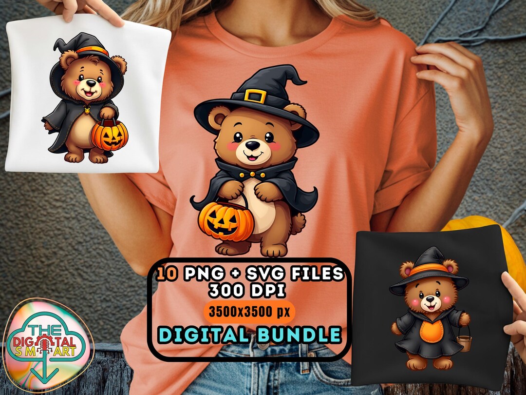 Halloween Bear PNG SVG Bundle Pumpkin Scary Digital Download Graphic ...