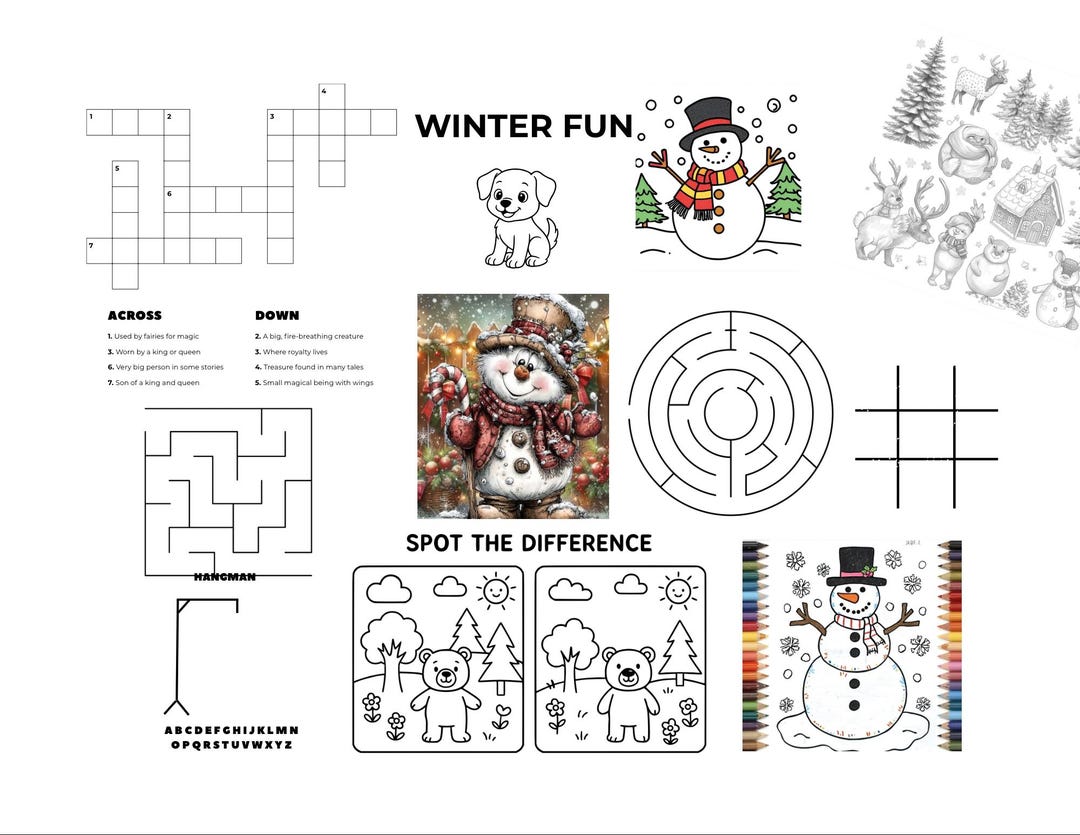 Winter Fun Bundle Activity Placemat Instant Download | Keep Your Little ...