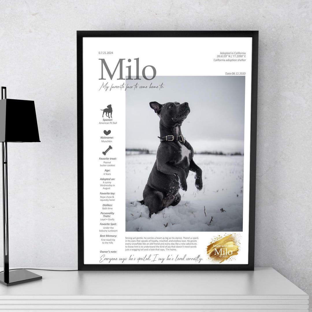 Personalized Pet Profile Print,custom Dog Cat Biography Art,pet ...