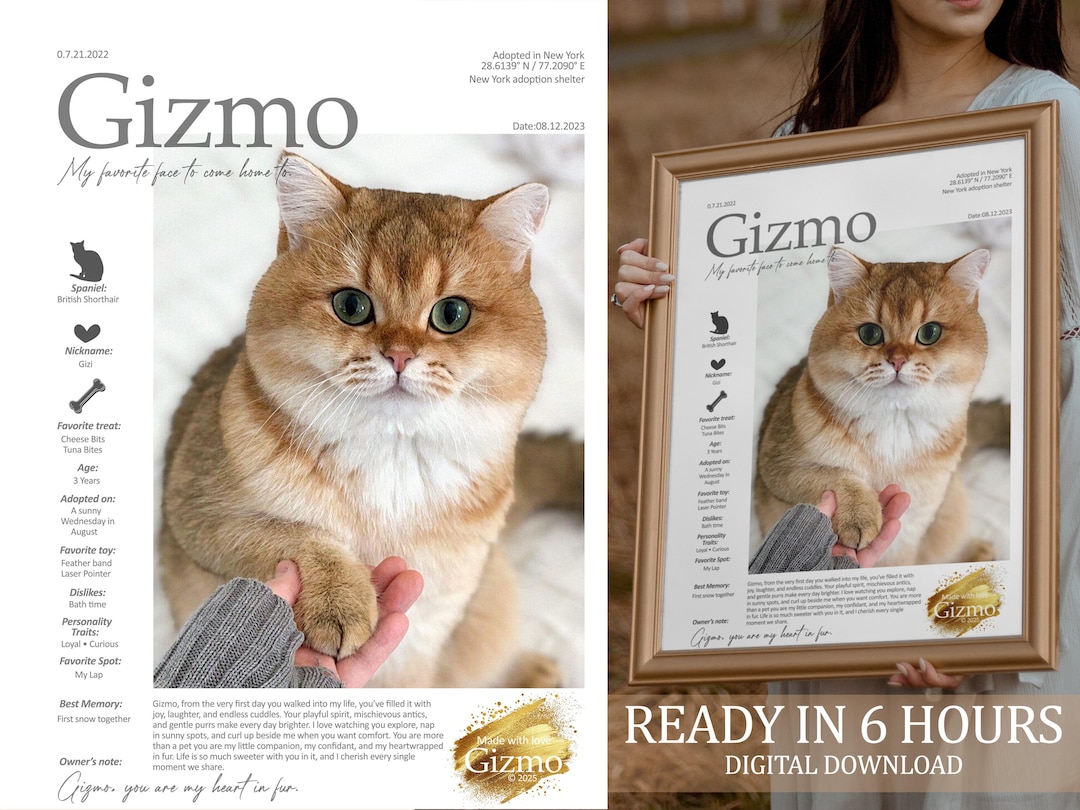 Custom Pet Profile Wall Art,personalized Pet Biography Print,dog Cat ...