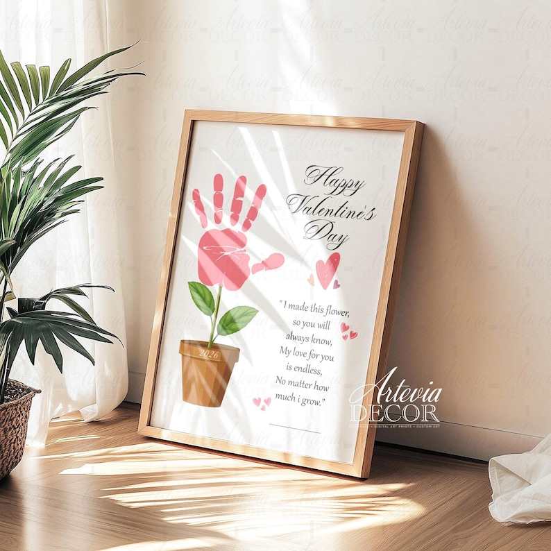 Valentine Handprint Craft for Kids, Flower Poem Keepsake, Printable ...