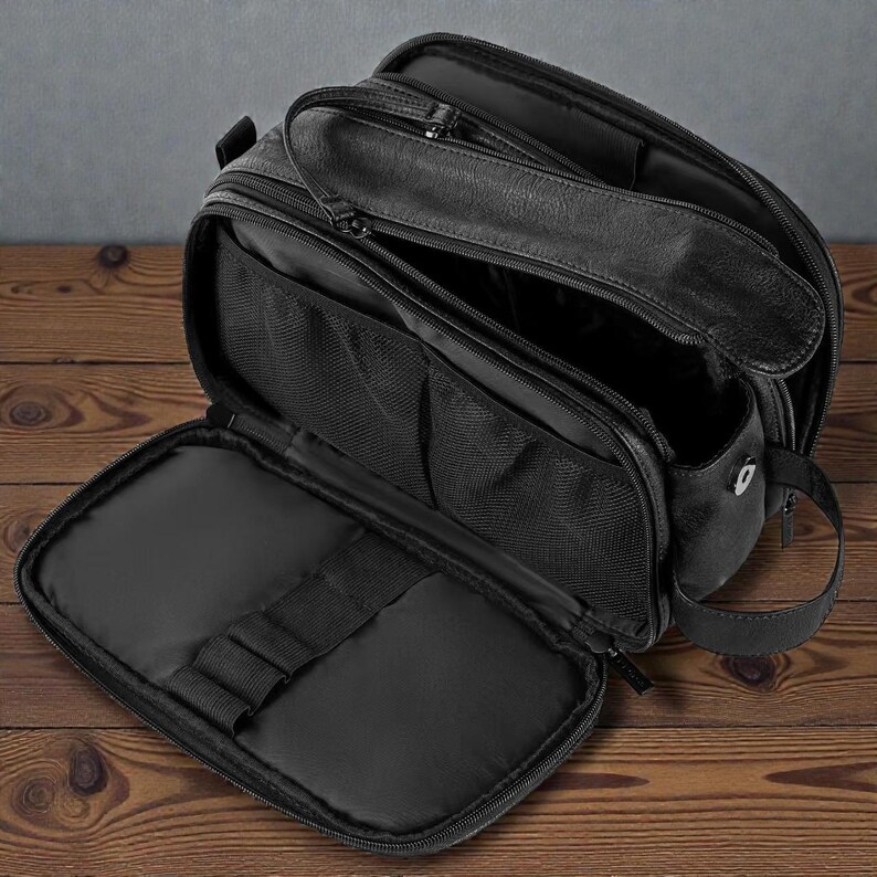 Luxury PU Leather Travel Toiletry Bag, Premium Water Resistant Dopp Kit ...