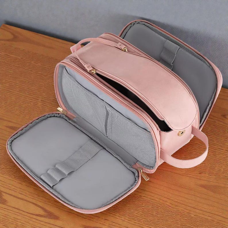 Luxury PU Leather Travel Toiletry Bag, Premium Water Resistant Dopp Kit ...
