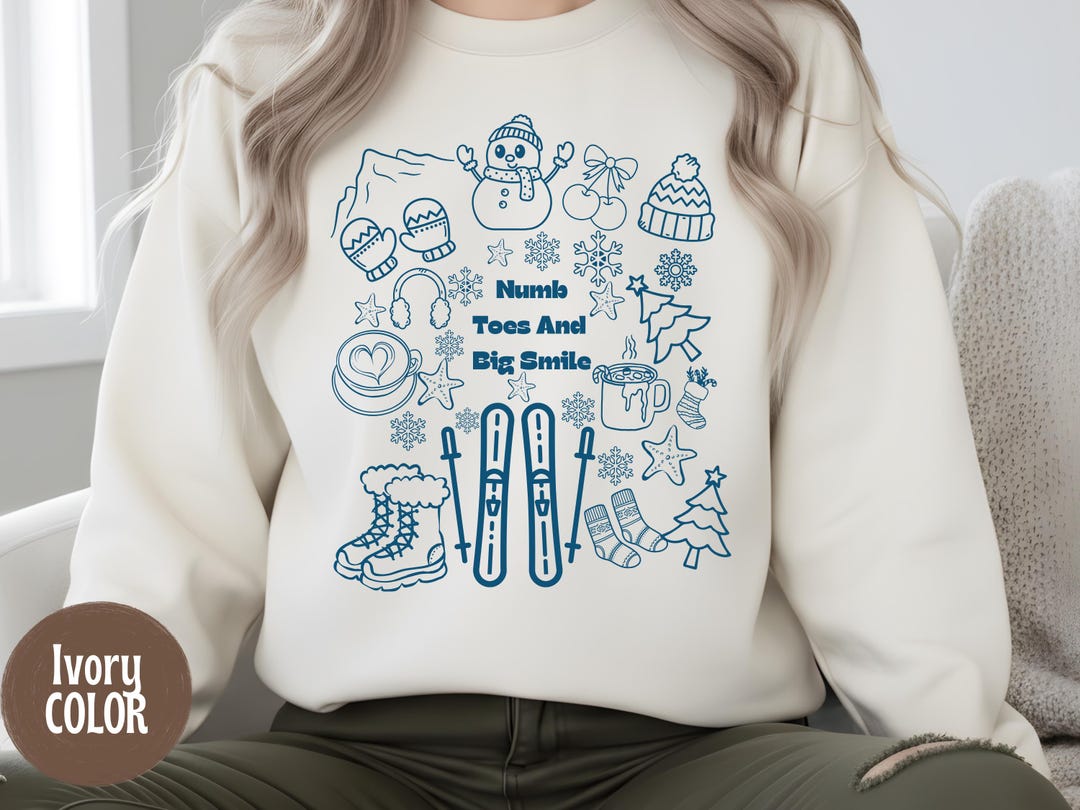 Winter Doodle PNG | Numb Toes and Big Smile| Skiing Design |winter ...