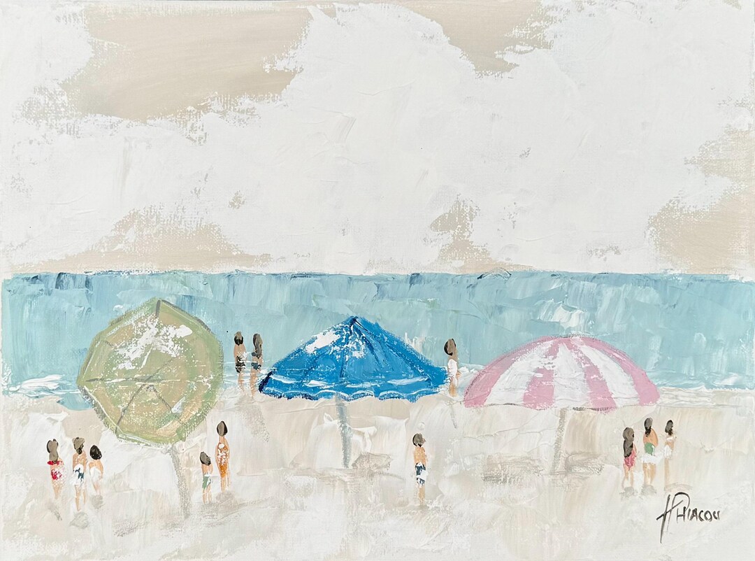 Original Figurative Beach Scene 'almost Summer' - Etsy
