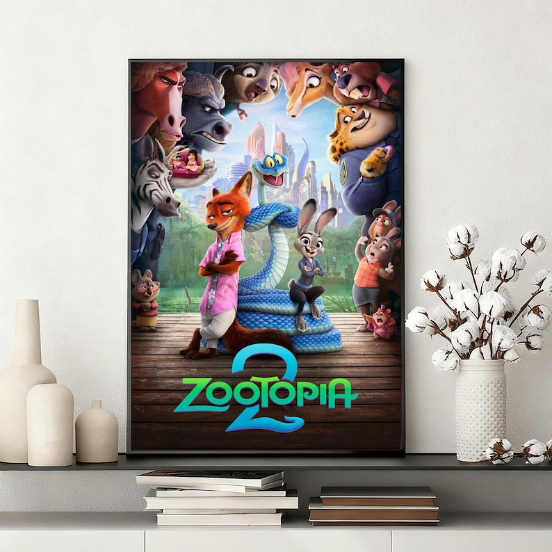 Zootopia 2 Movie Poster | Frameless Canvas Wall Art | Home Office Decor ...
