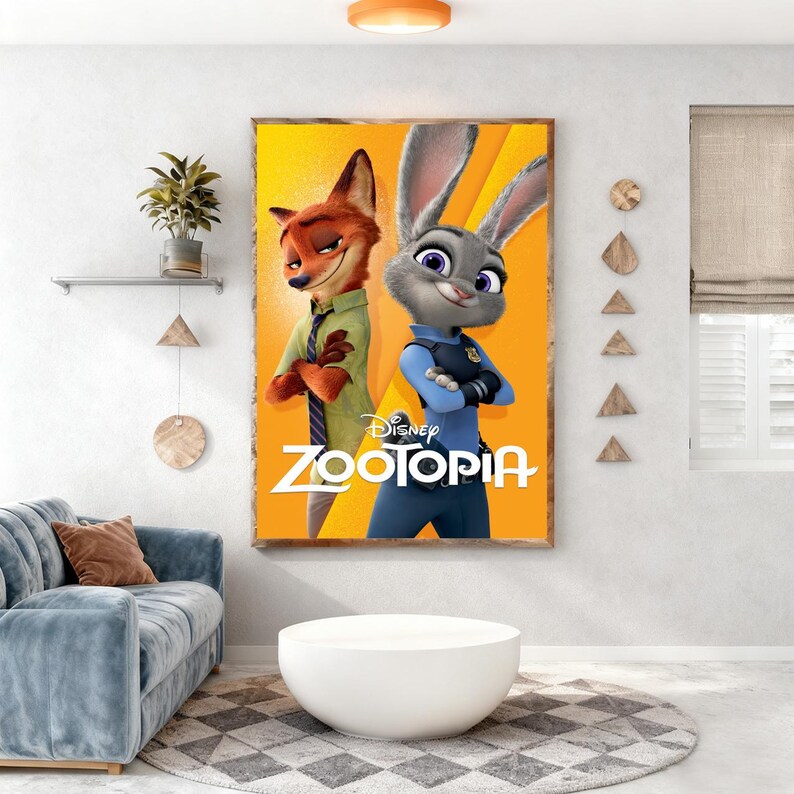 Zootopia Movie Poster | Frameless Canvas Wall Art | Home Office Decor ...