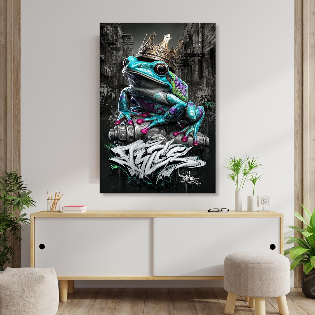 Graffiti Frog Canvas, Urban Street Art Poster, Modern Graffiti Decor - Etsy