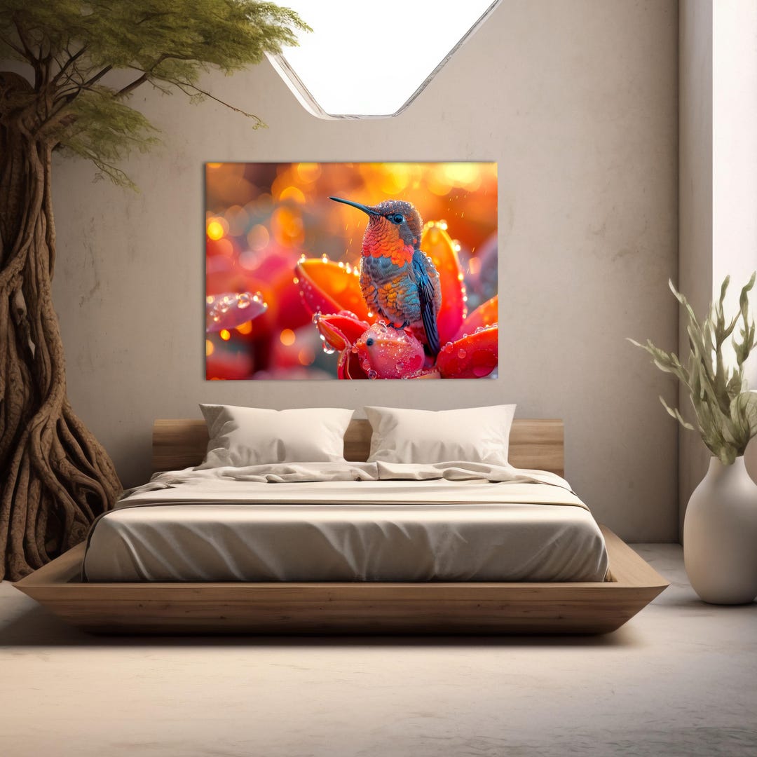 Colorful Hummingbird Wall Art, Vibrant Bird Canvas Print, Nature ...