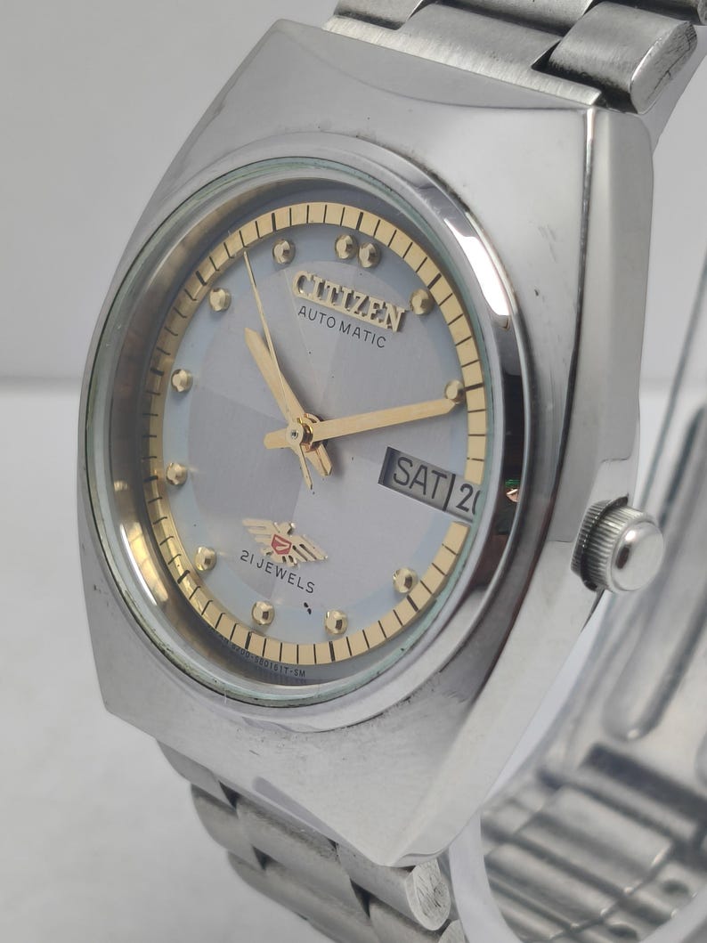 Vintage Citizen Automatic Watch, 21 Jewels, Silver Dial, Day & Date - Etsy