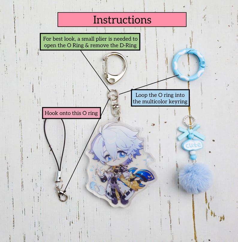 Honkai Star Rail 5pc Chibi Acrylic Keychain & Phone Strap DIY Bundle ...