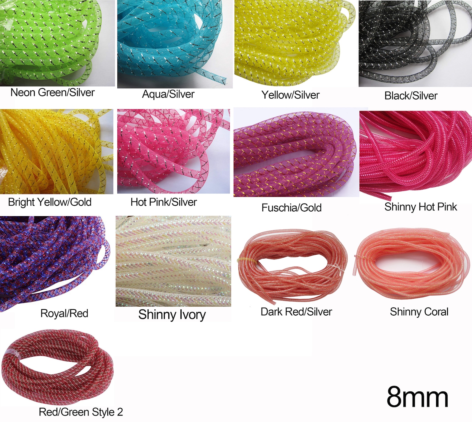 15 Yards Mesh Tube Wreath Making Supplies, 8mm Mesh Tubing Deco Flex ...