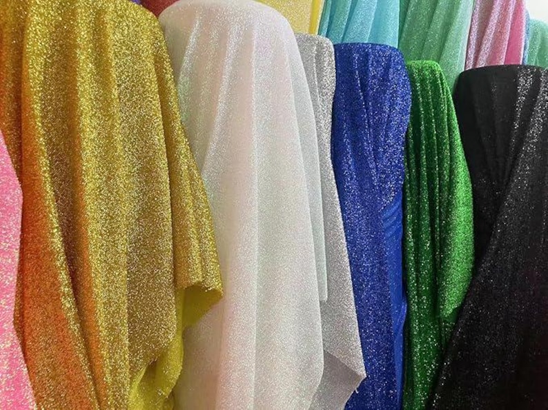 YYCRAFT Sparkling Tinsel Fabric Stretch Metallic Glitter Lametta ...