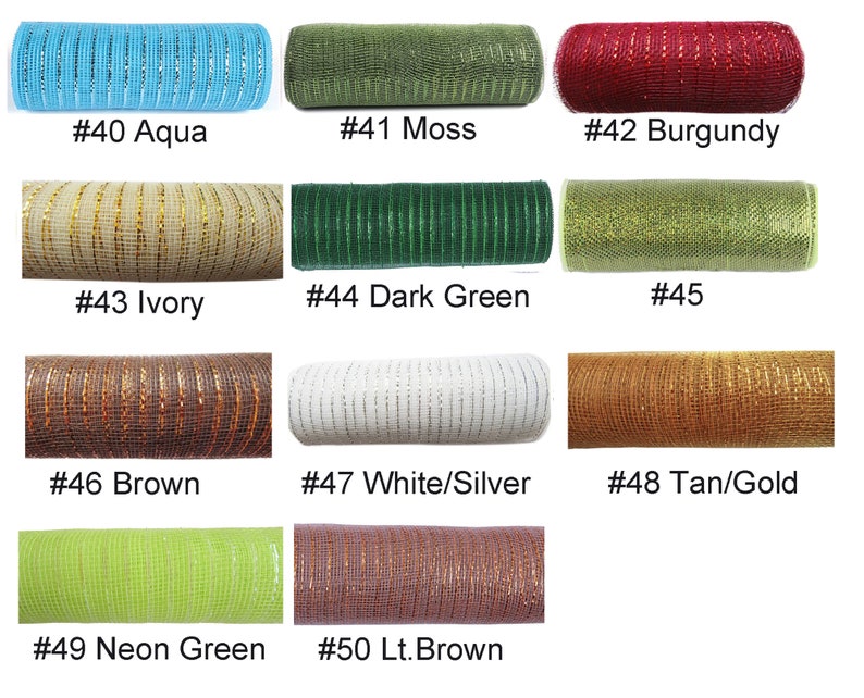 10 Inch X 10 Yards Metallic Deco Poly Mesh Ribbon-u PICK - Etsy
