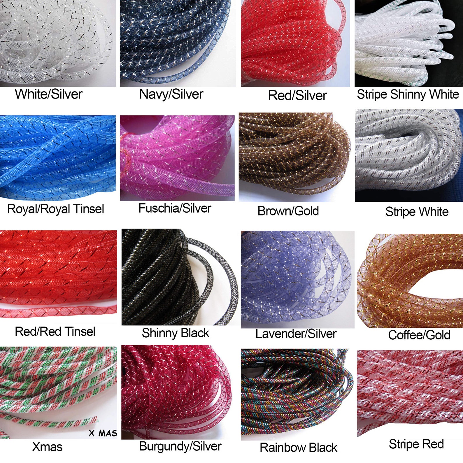 15 Yards Mesh Tube Wreath Making Supplies, 8mm Mesh Tubing Deco Flex ...