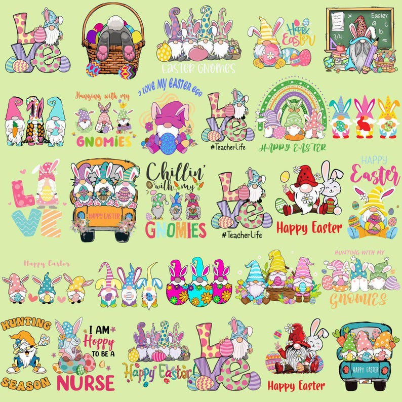 Easter Gnomes Clipart Bundle, Happy Easter PNG, Spring Gnome Clipart ...