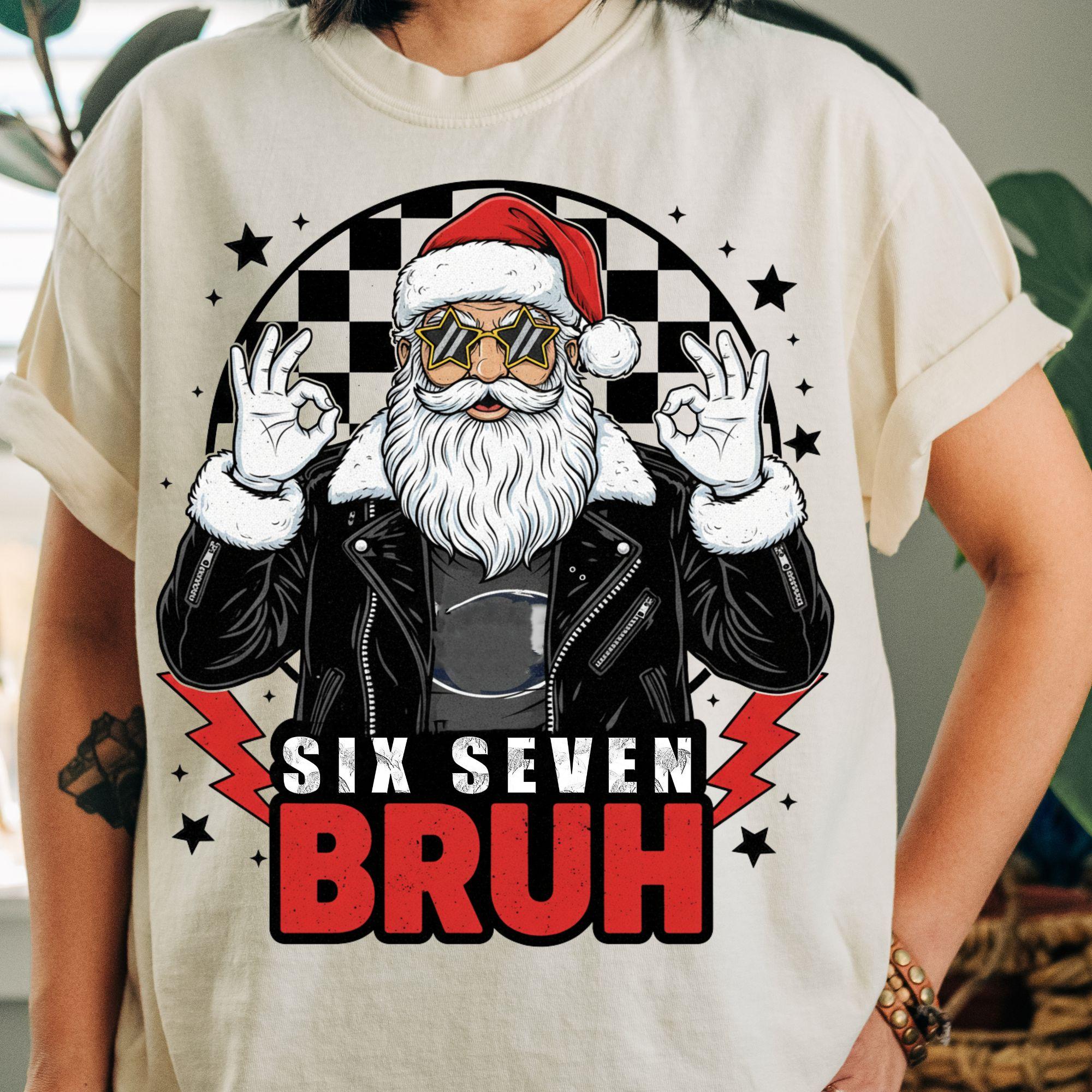 Funny Christmas Meme SIX Seven Png Bundle, Santa Says 67 Clipart Png ...