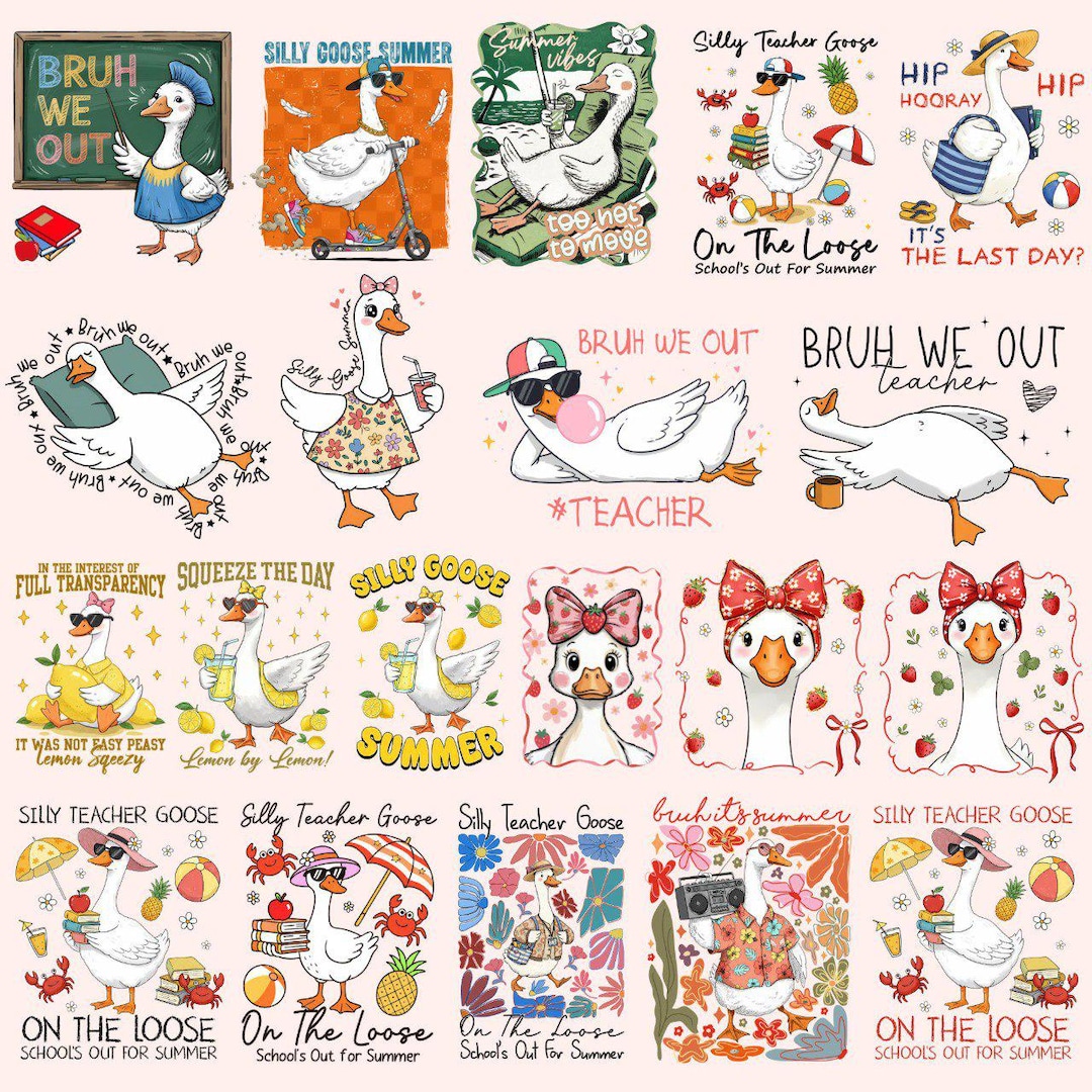Silly Goose Teacher PNG Bundle, Funny Last Day of School Shirt Design ...