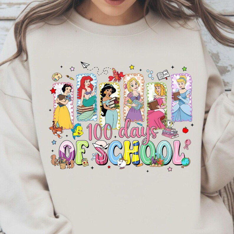 100 Days of School Princess PNG | Disney Princess School Shirt Design ...