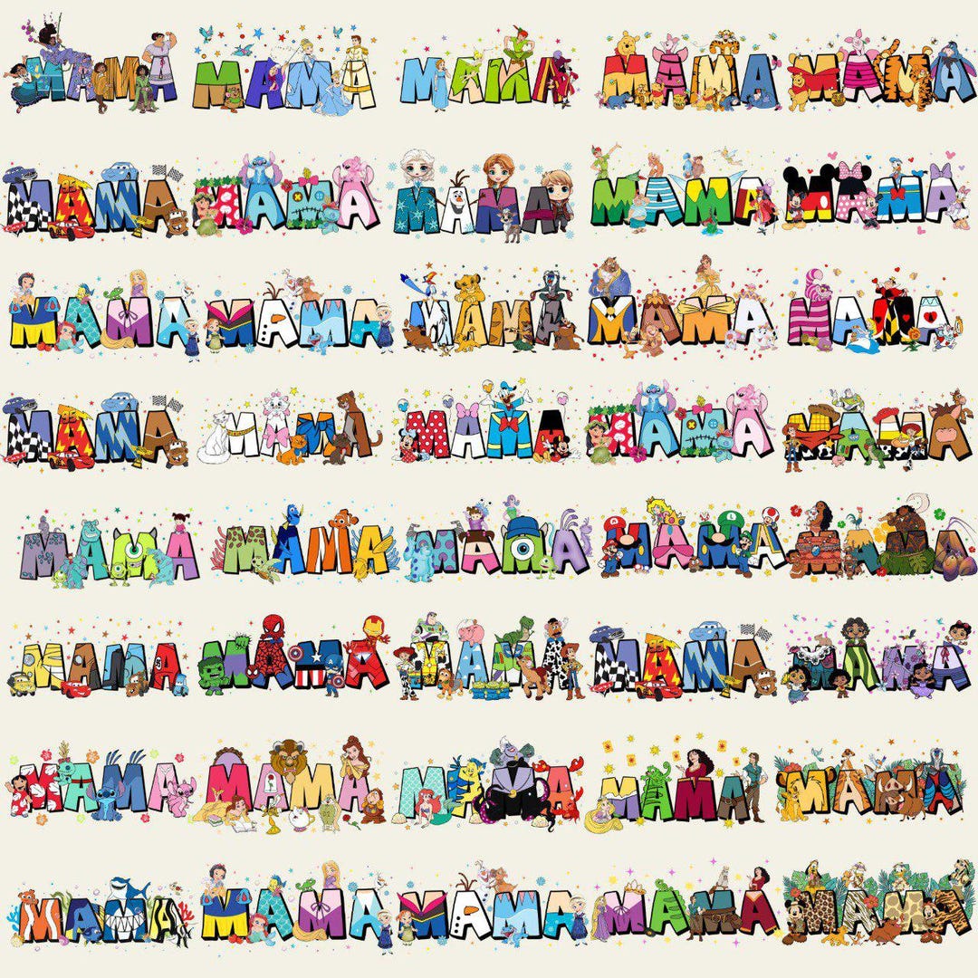 Mama Characters Bundle PNG – Cute Cartoon Mama Name Designs, Mother’s ...