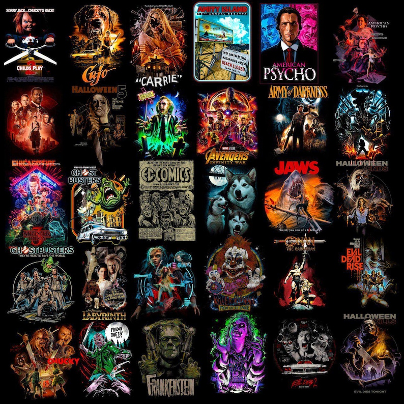 150+ Halftone Retro Horror Movie Poster Style PNG Bundles Dark Vintage ...