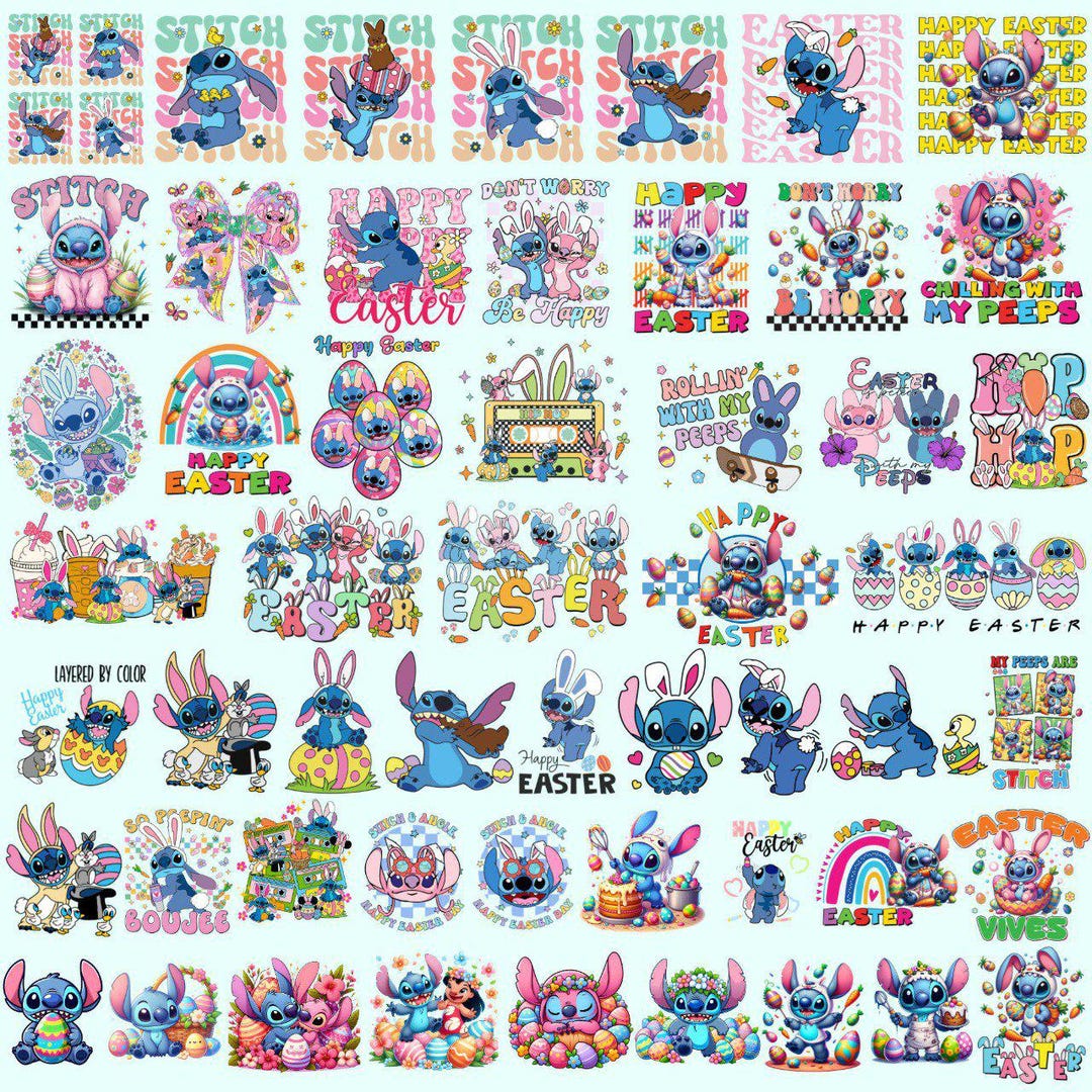 Blue Monster Easter PNG Bundle, Cute Stitch Bunny Clipart, Happy Easter ...