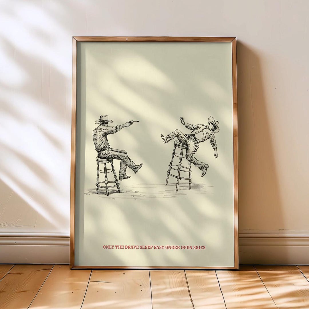 Vintage Western Cowboy Shootout Illustrated Poster Print - Bar Duel ...