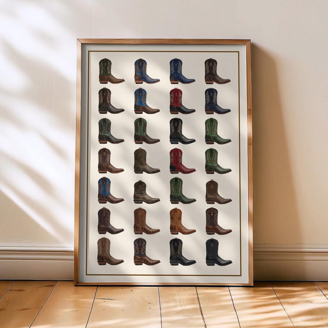 Cowboy Boot Art, Cowboy Boots Collage Poster Print, Cowgirl Wall Art ...