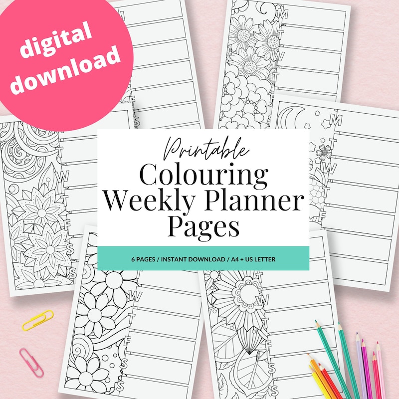 Coloring Weekly Planner - Etsy