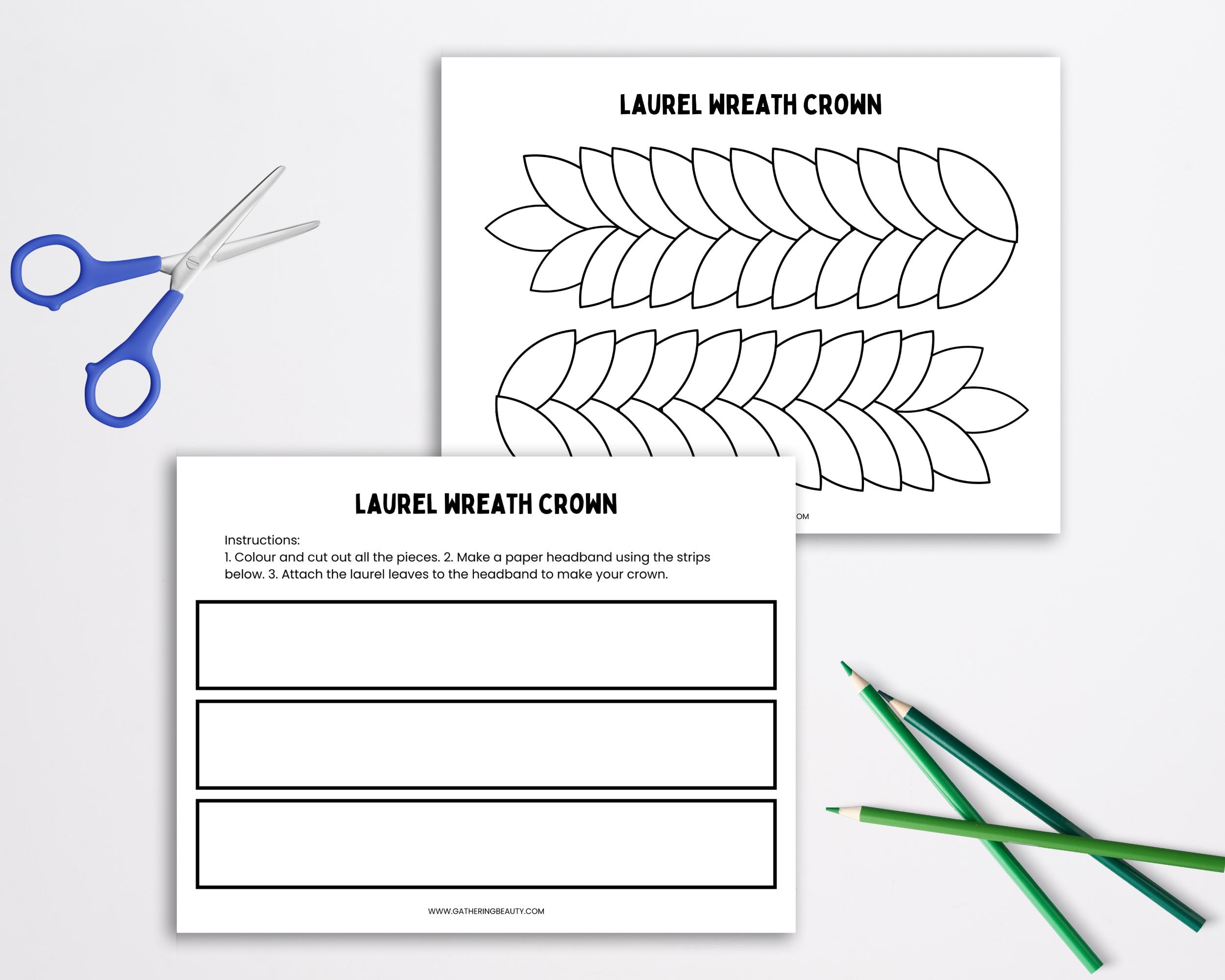 Wreath Crown, Craft Hat for Kids, Printable Laurel Headband, Roman ...