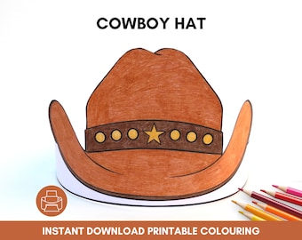 Sheriff Cowboy Hat Paper Crown, Printable Kids Craft, Wild West Costume ...