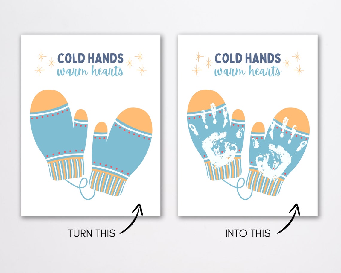 Mittens Handprint Craft, Winter Handprint Art, Christmas Handprint Art ...