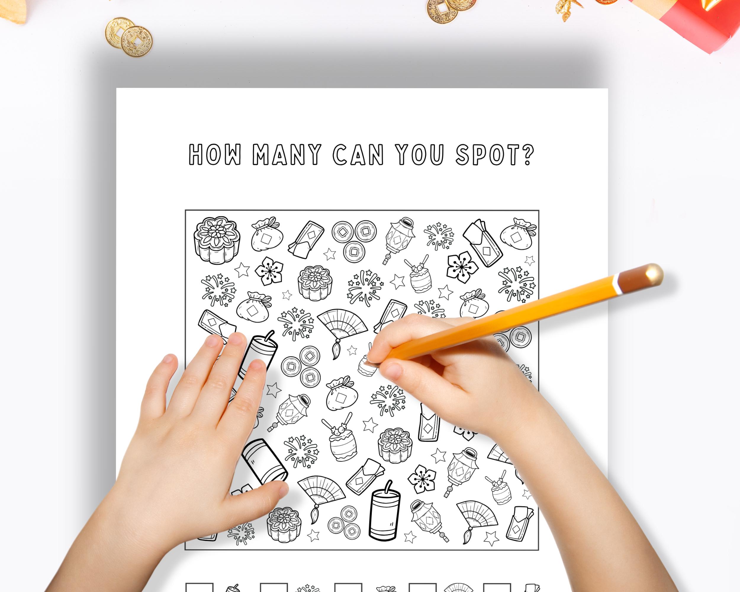 Chinese New Year Activity, Printable Lunar New Year's Game, Coloring ...