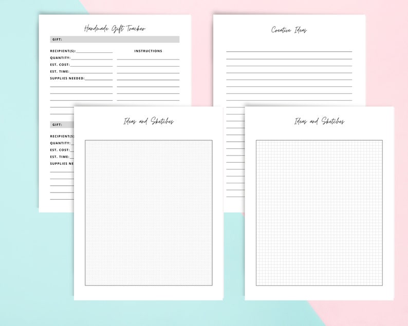 Craft Planner Printable, Greyscale, Craft Project Planner Pages ...