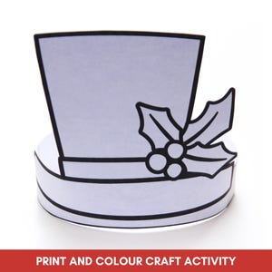 Snowman Hat, Paper Crown, Printable Christmas Coloring, Winter Holiday ...