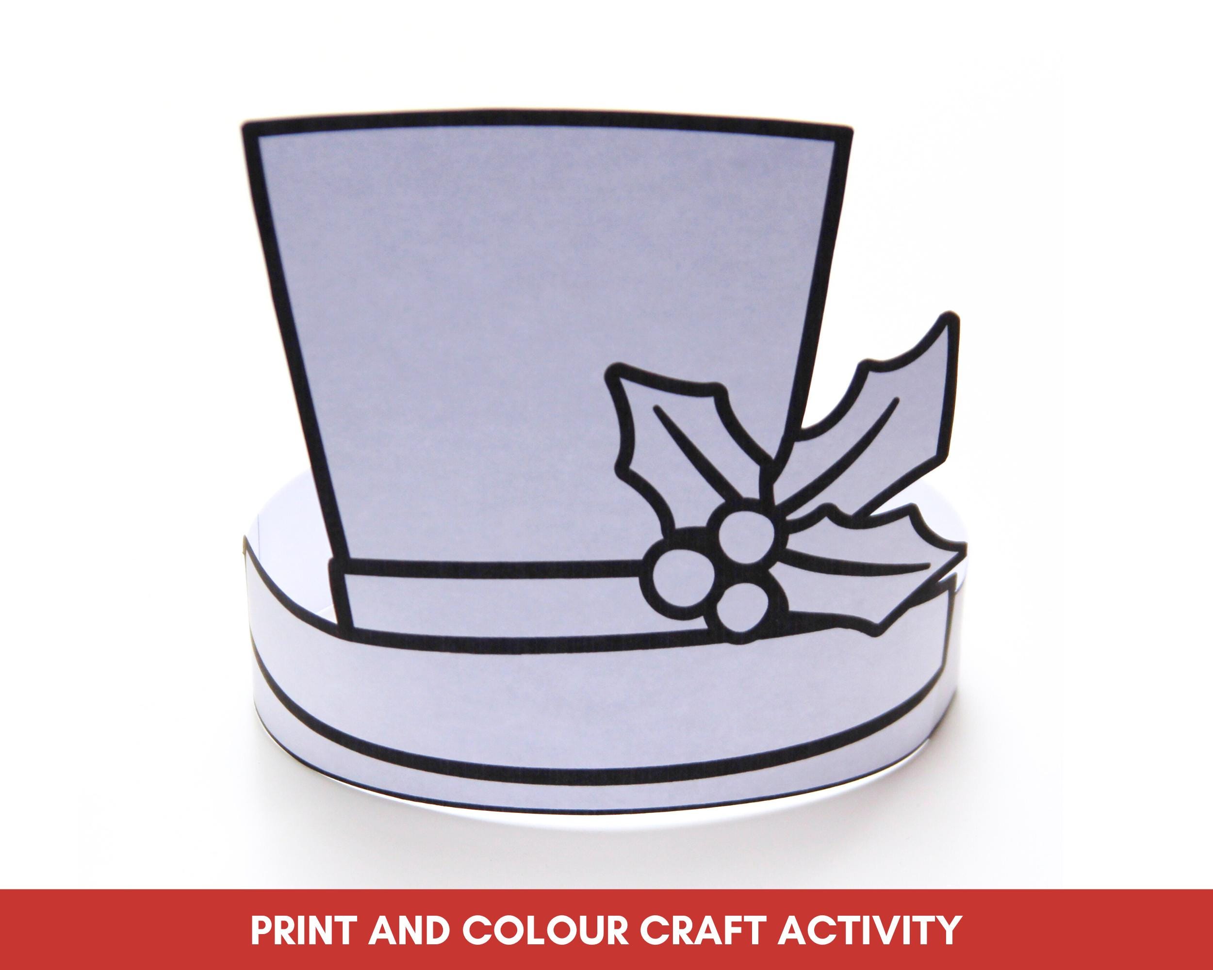 Snowman Hat, Paper Crown, Printable Christmas Coloring, Winter Holiday ...