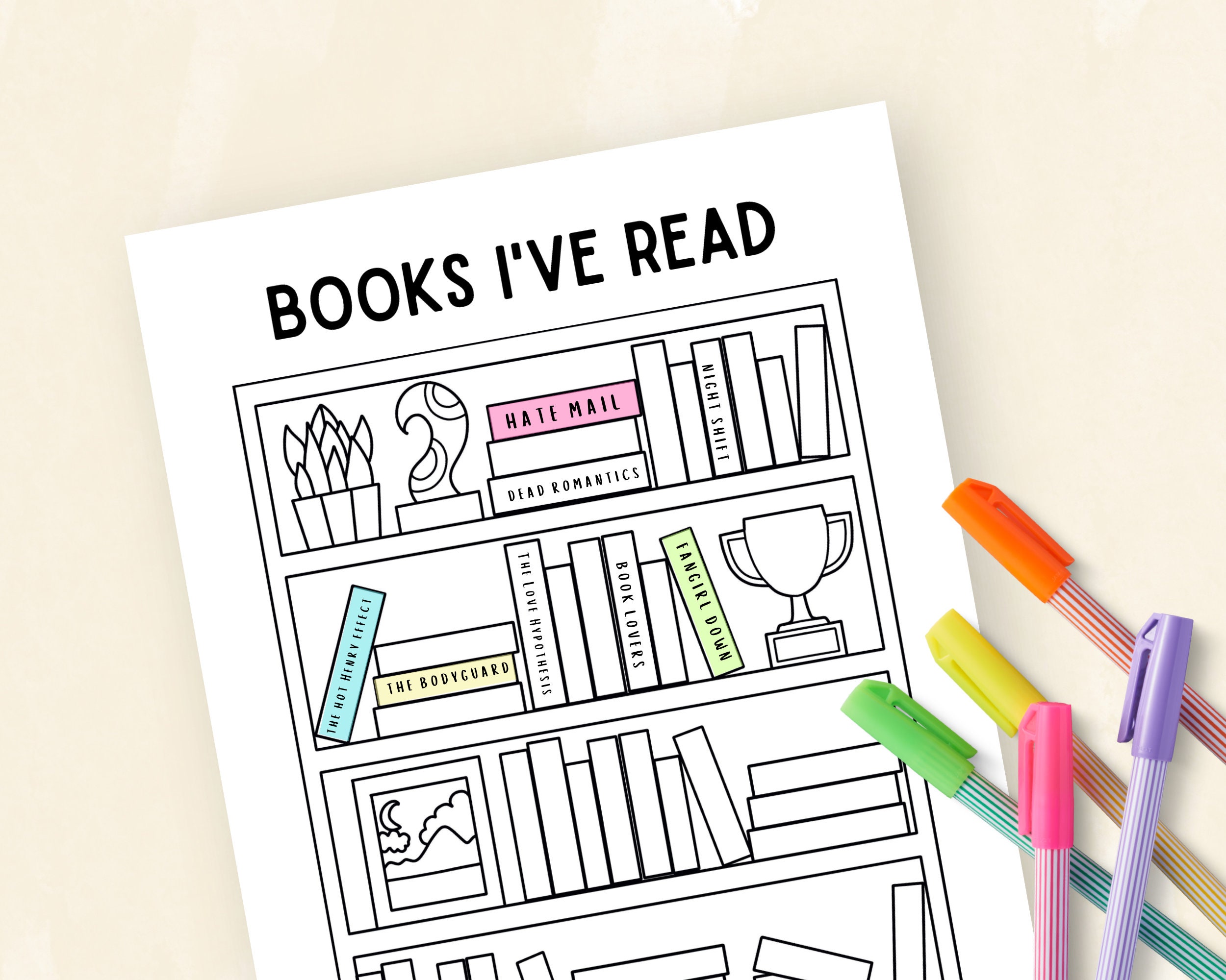 Book Tracker Printable, Bookshelf Printable Template, Books I've Read ...