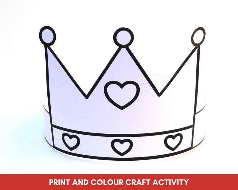 Paper Heart Princess Crown, Printable Activity, Kids Crafts, Valentine ...