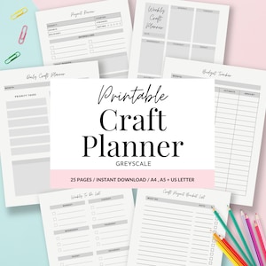 Craft Planner Printable, Greyscale, Craft Project Planner Pages ...
