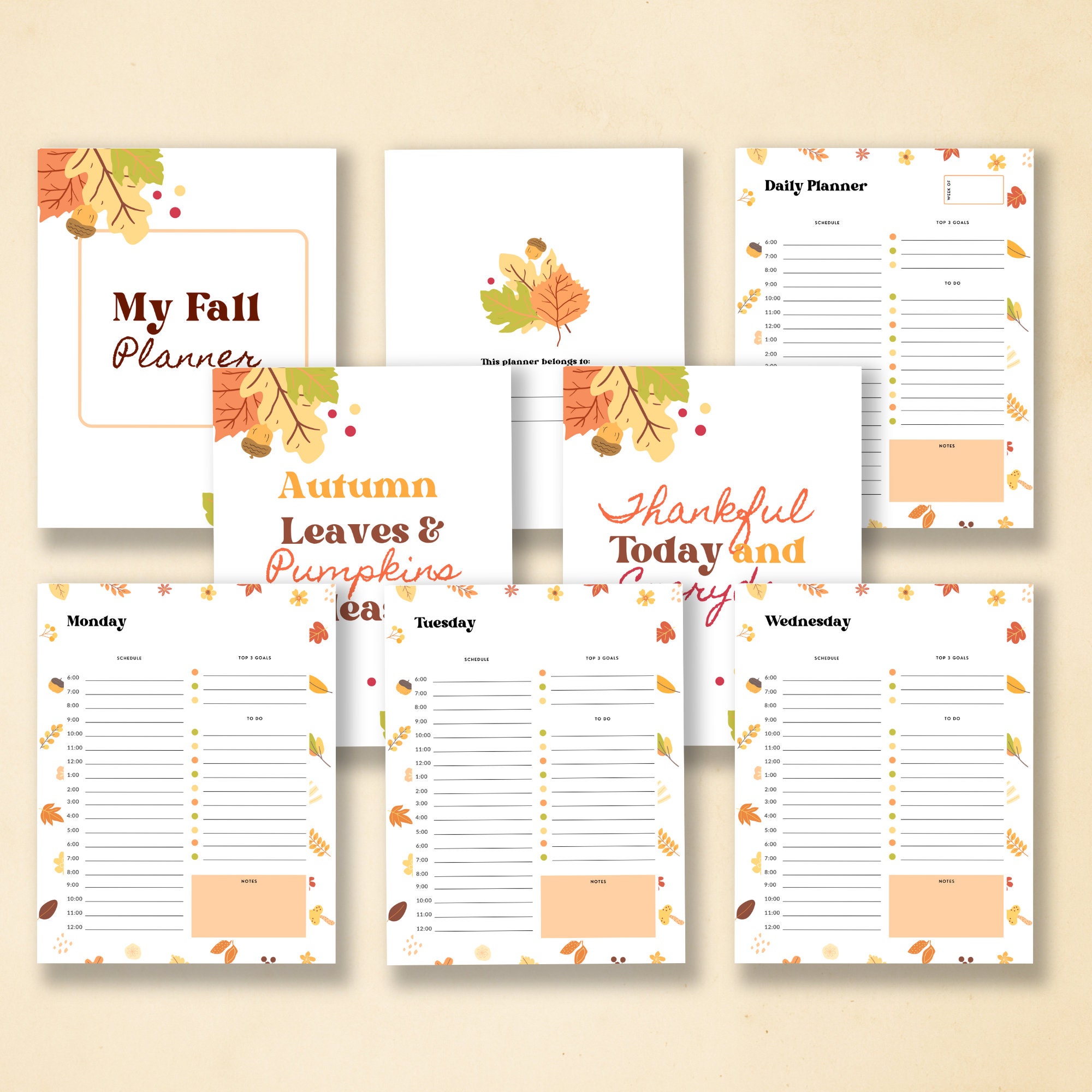 Fall Autumn Printable Planner | Printable Fall Planner | Fall ...