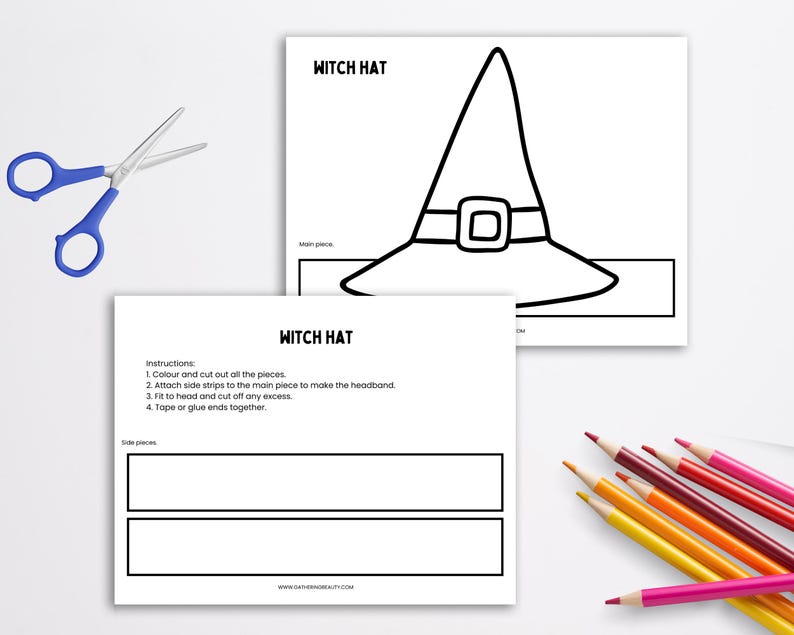 Witch Hat Paper Crown, Printable Paper Craft, Halloween Coloring Page ...