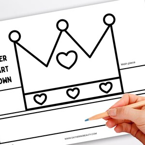 Paper Heart Princess Crown, Printable Activity, Kids Crafts, Valentine ...