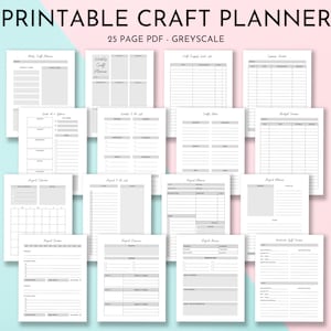 Craft Planner Printable, Greyscale, Craft Project Planner Pages ...