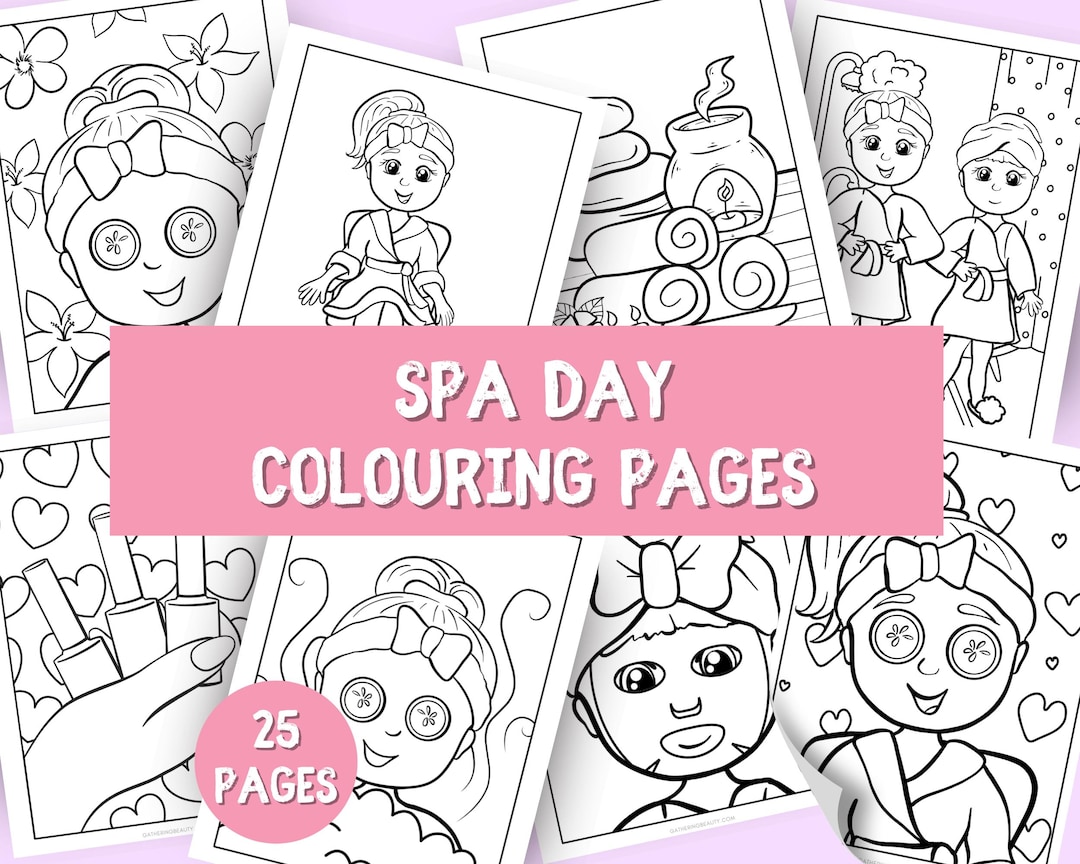Spa Day Coloring Pages, Pamper Party, Girls Birthday, Activity Sheets ...