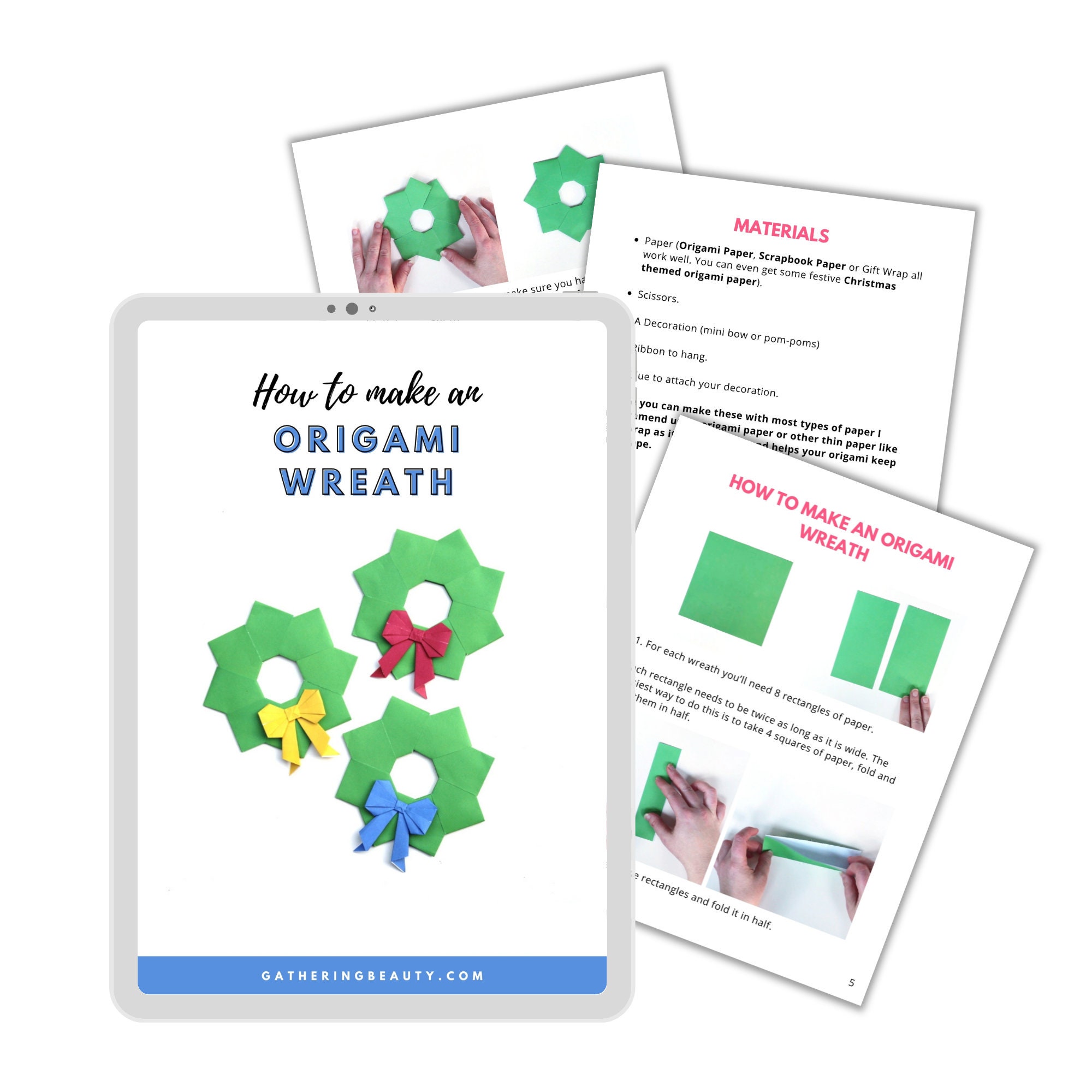 Origami Wreath Christmas Wreath Paper Wreath Tutorial DIY Wreath ...