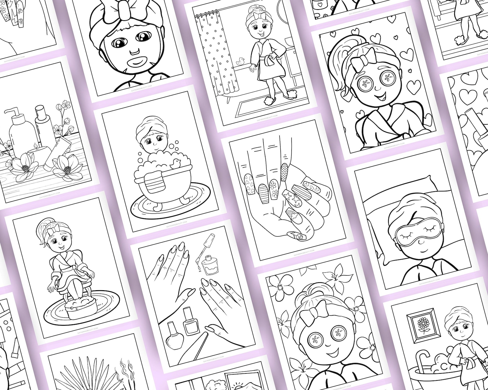 Spa Day Coloring Pages, Pamper Party, Girls Birthday, Activity Sheets ...