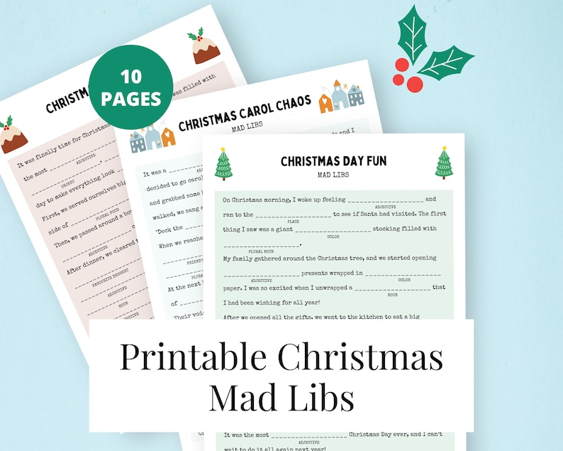 Christmas Mad Libs, Printable Game, Mad Lib PDF, Holiday Story, Fill-in ...