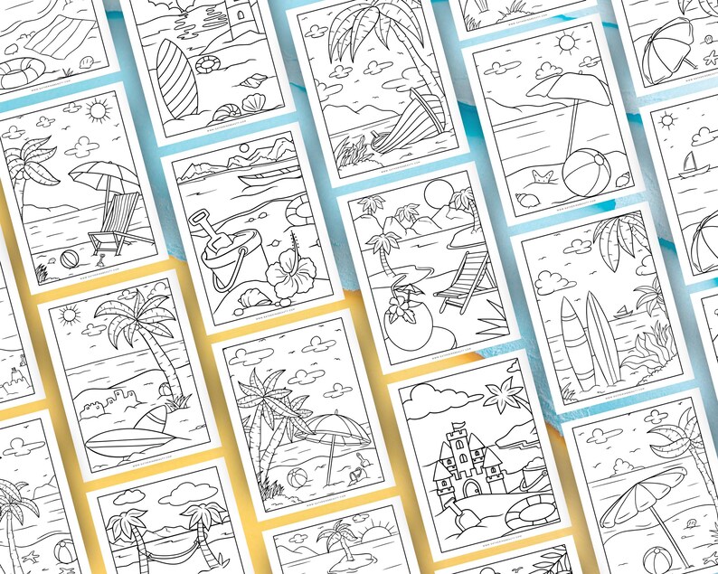 Summer Coloring Pages, Printable Cute Beach Coloring Book, Kids ...
