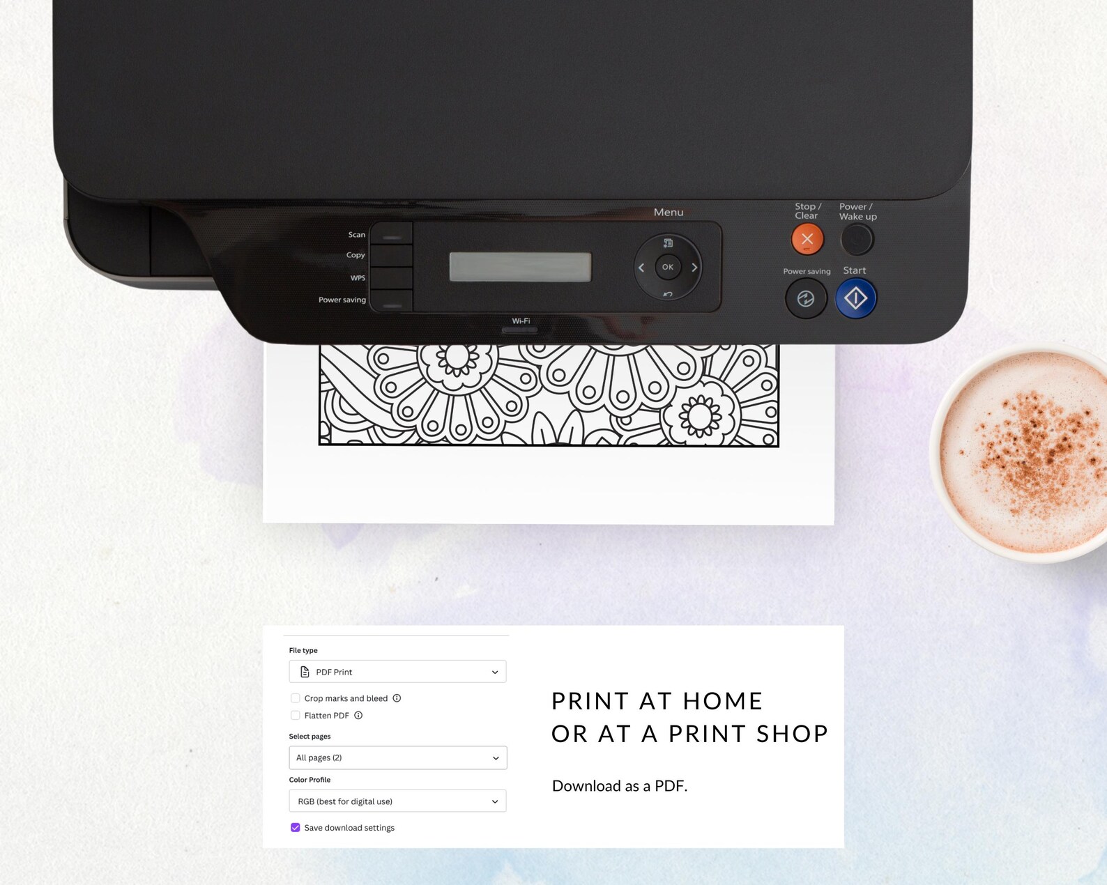 Colouring Journal Pages, Printable Lined Page, Floral Design ...