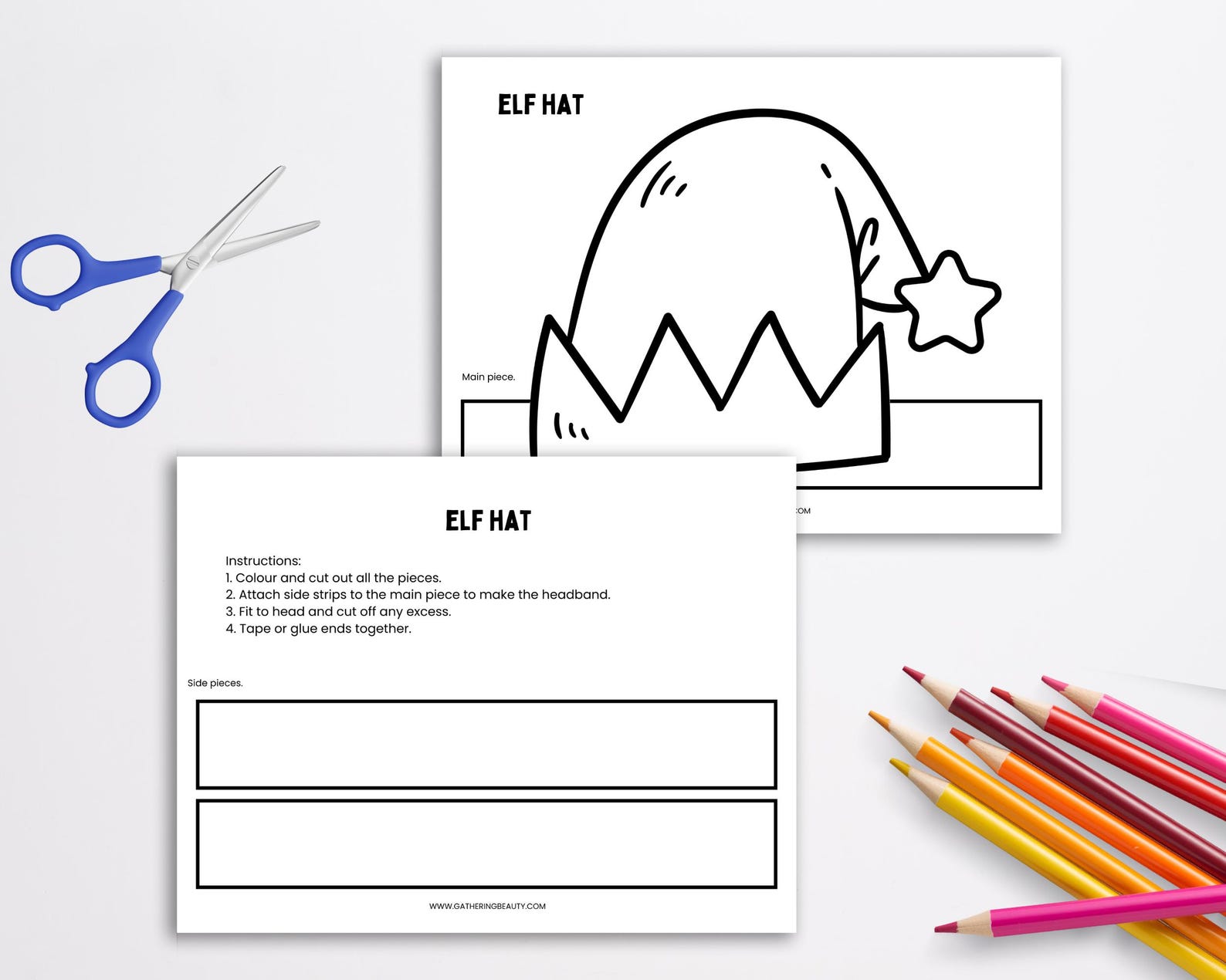 Elf Paper Crown, Printable Christmas Hat, Winter Holiday Party ...